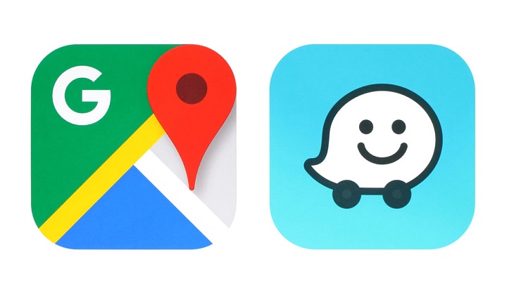 Collection of popular navigation icons printed on paper: Google Maps ...