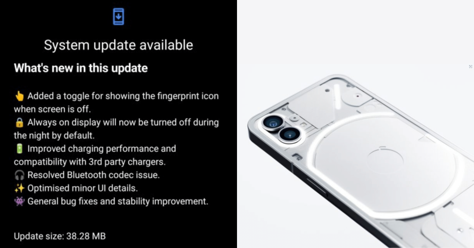 Improved UI and charging from Nothing Phone 1 new update » YugaTech ...