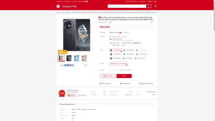 OnePlus Ace 3 5G spotted on Shopee Philippines » YugaTech | Philippines ...
