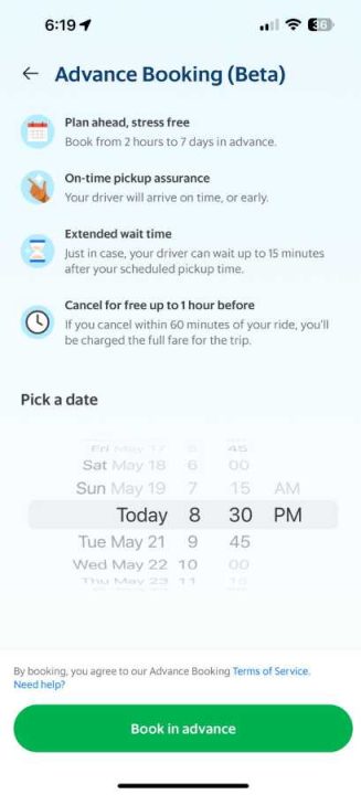 Grab silently rolls out Advance Booking feature » YugaTech