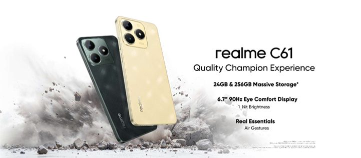 The C61 has a 6.74-inch HD+ (1600 x 720) LCD panel with a refresh rate of 90Hz. It’s powered by ...